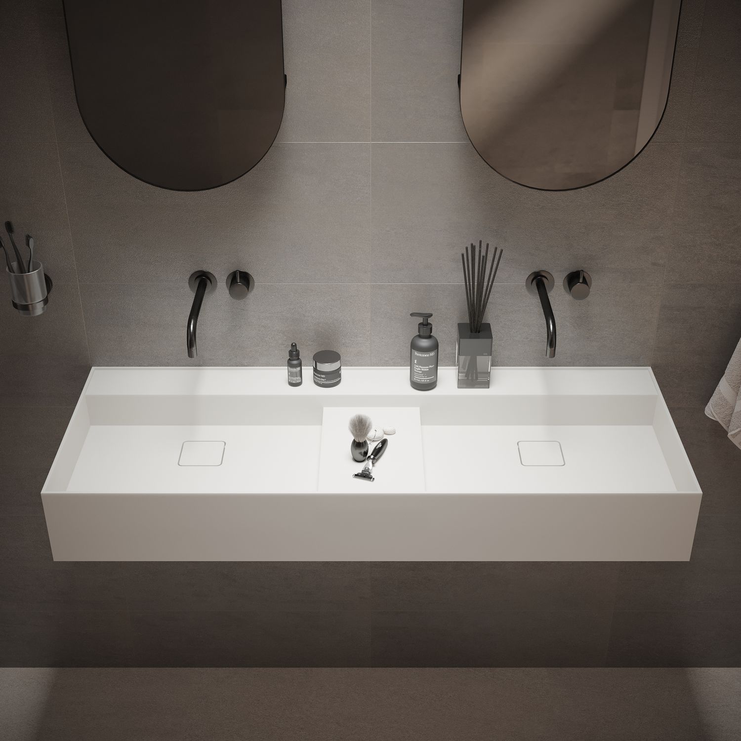 Lavabo sospeso - 290283 SOLIDBLISS-120D - IDEAVIT B.V - in Solid Surface / doppio / rettangolare