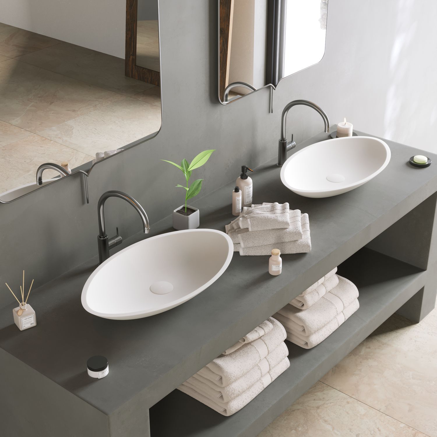 Lavabo da appoggio - 278599 SOLIDJAZZ-60 - IDEAVIT B.V - in Solid Surface / ovale / contemporaneo