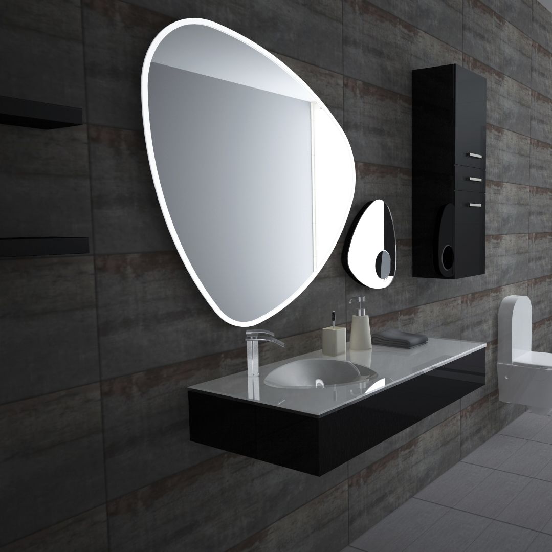 Specchio da bagno a muro - CURVY - Biselarte - design originale / luminoso a LED / ingranditore