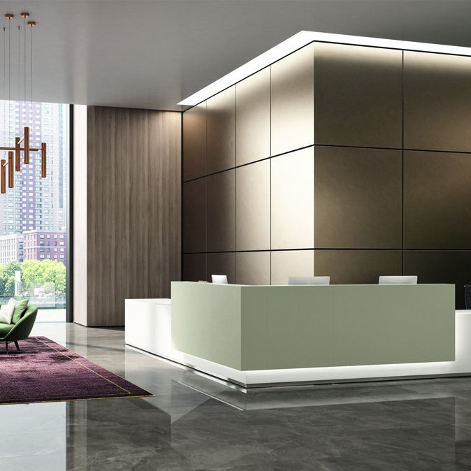 Banco reception a L - VISION - UFFICIO DESIGN ITALIA - in legno