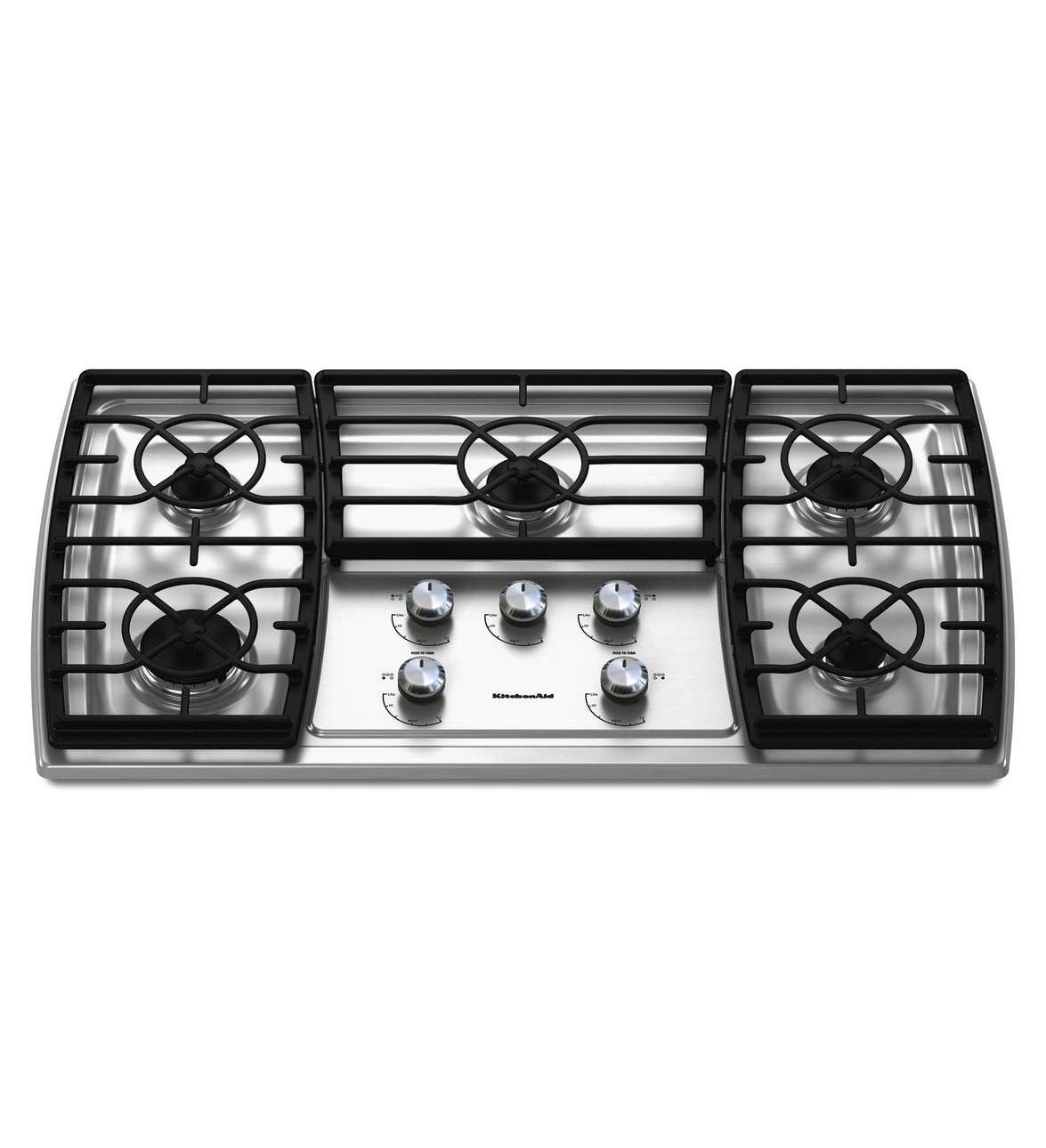 Piano cottura a gas - KGCK366VSS - KitchenAid - 5 fuochi / da incasso ...