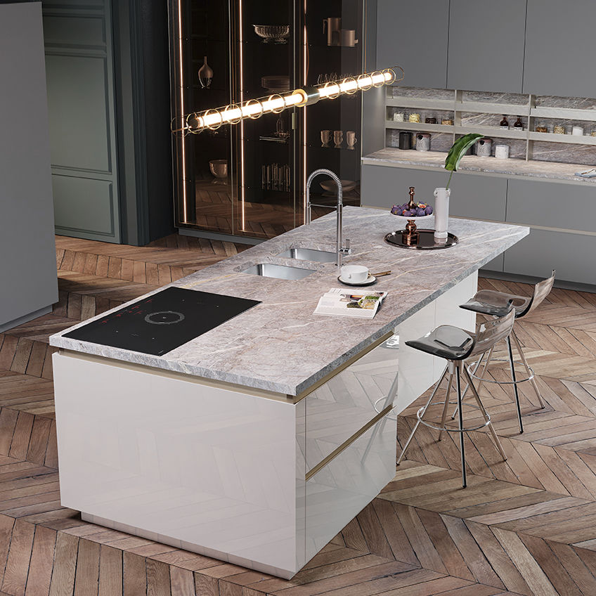 Cucina contemporanea - CHARME 37 - Febal Casa - in marmo / in alluminio ...