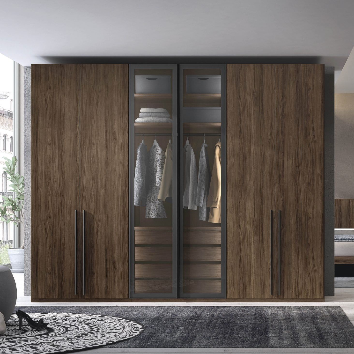 Armadio contemporaneo - Cosmo by EOS. 052 - Glicerio Chaves - in legno / con ante battenti / a ...