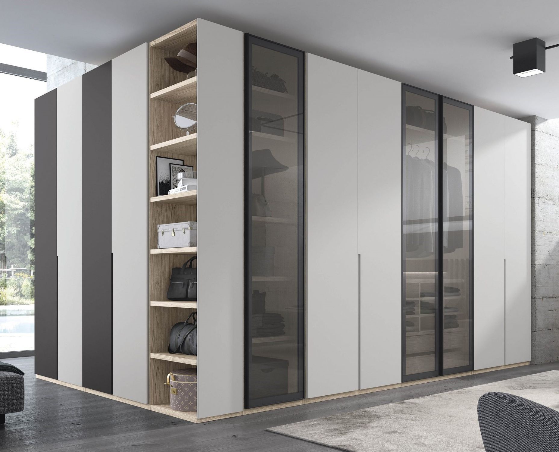 Armadio contemporaneo - Cosmo by EOS. 065 - Glicerio Chaves - in legno laccato / in vetro / con ...