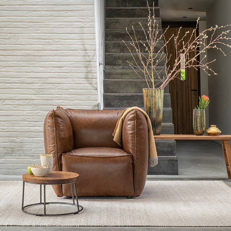 Poltrona contemporanea - Vasa - Jess - in pelle / marrone / con braccioli