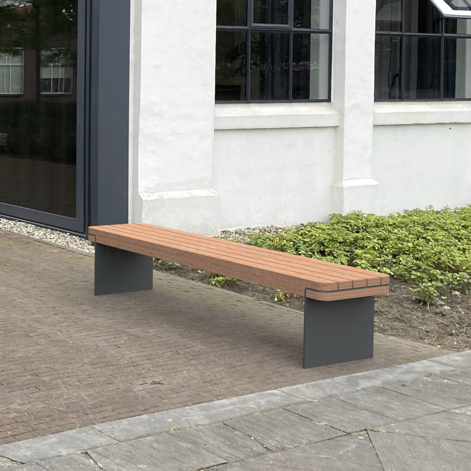 Panca per spazi pubblici moderna - RONDURE - CROSO FRANCE - in acciaio termolaccato / in legno ...