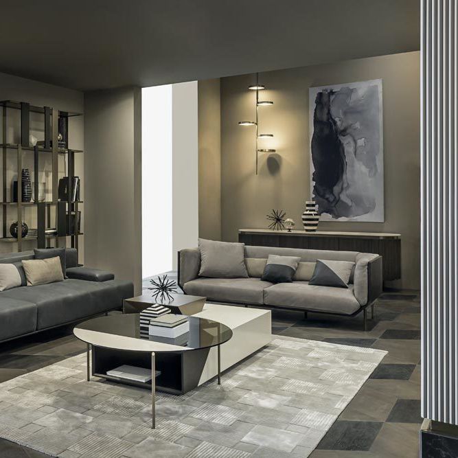 Divano contemporaneo - PRISM - Shake Design - in pelle / grigio / 2,5 posti