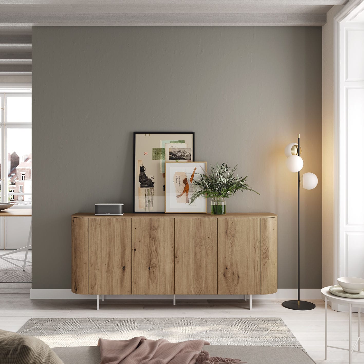 Credenza contemporanea - Sinu - Mobenia - in MDF laccato / in ceramica / in melaminico