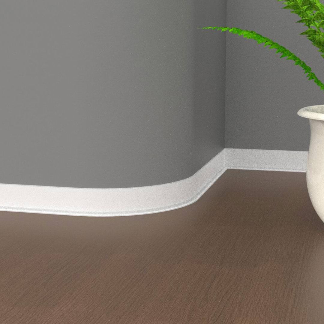 Battiscopa bianco - LINE 8181 - PROFILPAS - in PVC / curvo / decorativo