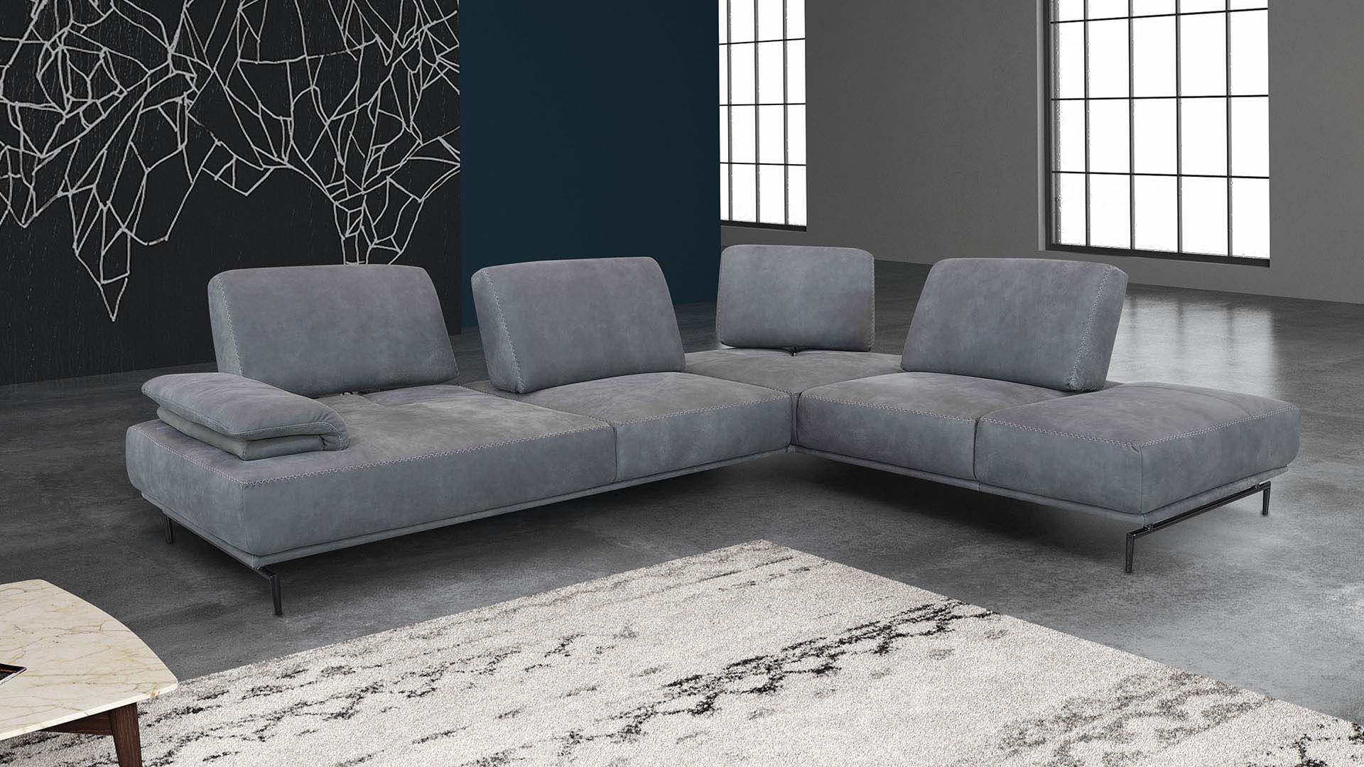 Divano modulare - DISCOVERY - Rossini - grigio / in tessuto / in pelle