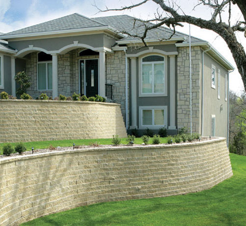 Blocco di calcestruzzo pieno - REGAL STONE - PAVESTONE - per muro di ...