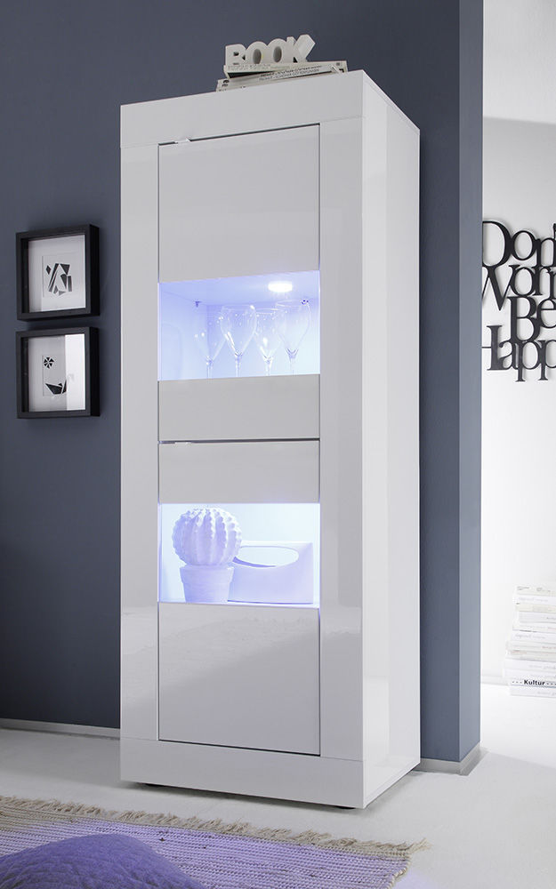 Credenza con alzata contemporanea - BASIC - LC spa - in rovere / in vetro