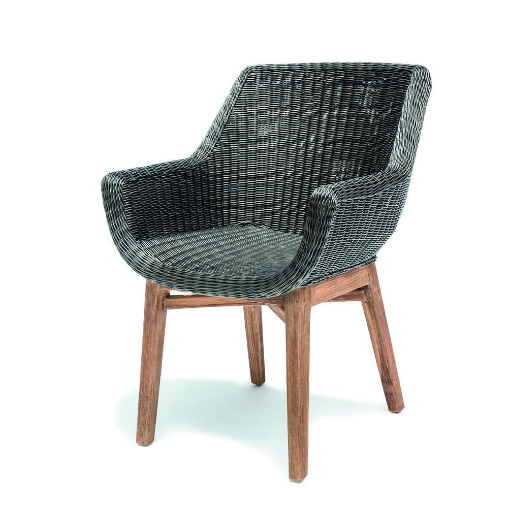 Sedia moderna - JACKY - GOMMAIRE - in vimini / con supporto in teak ...