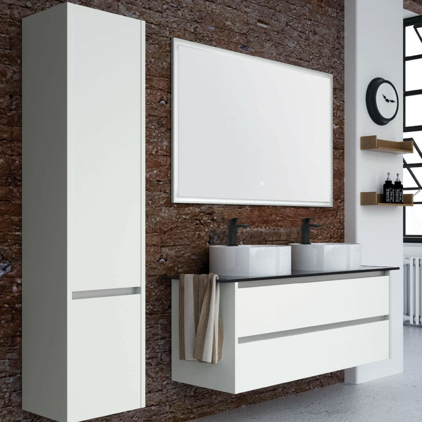 Mobile lavabo doppio - CITY - UAB KAME - sospeso / in MDF / in ceramica