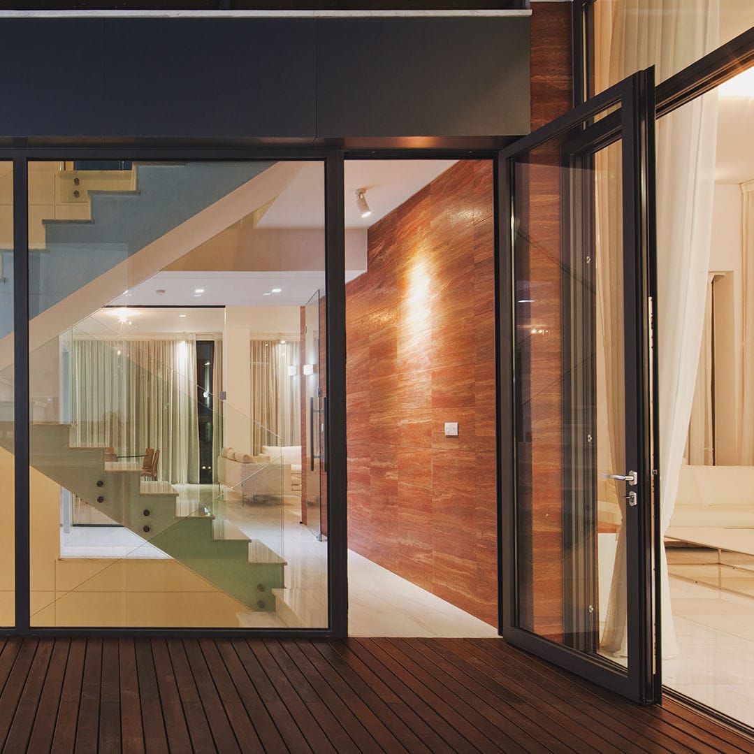 Porta per esterni - RABEL 820 - RABEL SYSTEMS - in vetro / in alluminio / battente