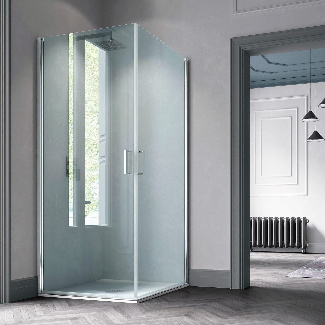 Box doccia in vetro - polaris - SAMO - con porta pivotante / d'angolo ...