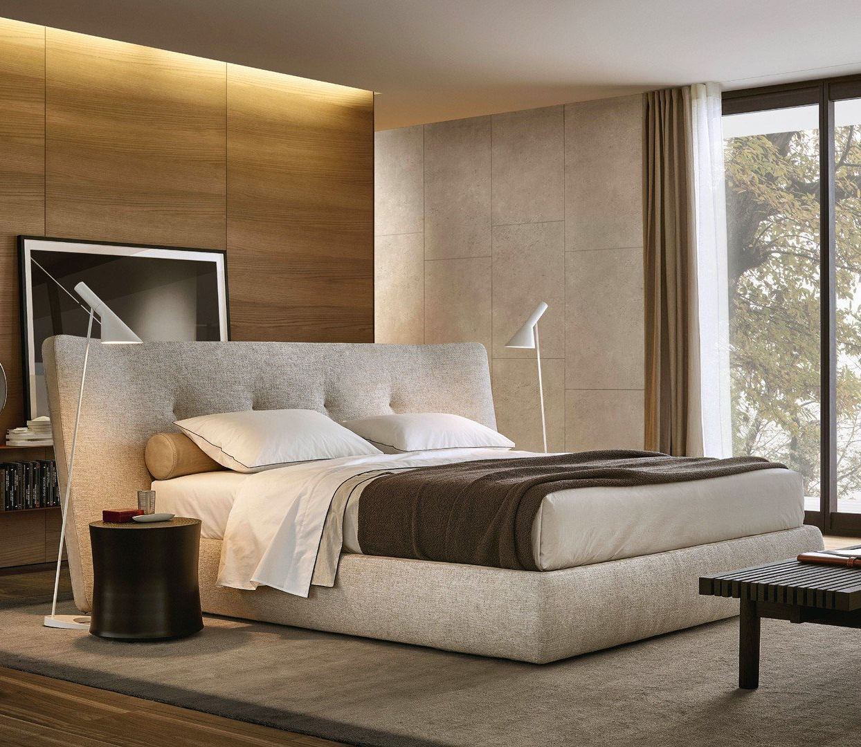 Letto matrimoniale - REVER - Poliform - contemporaneo / imbottito / con ...