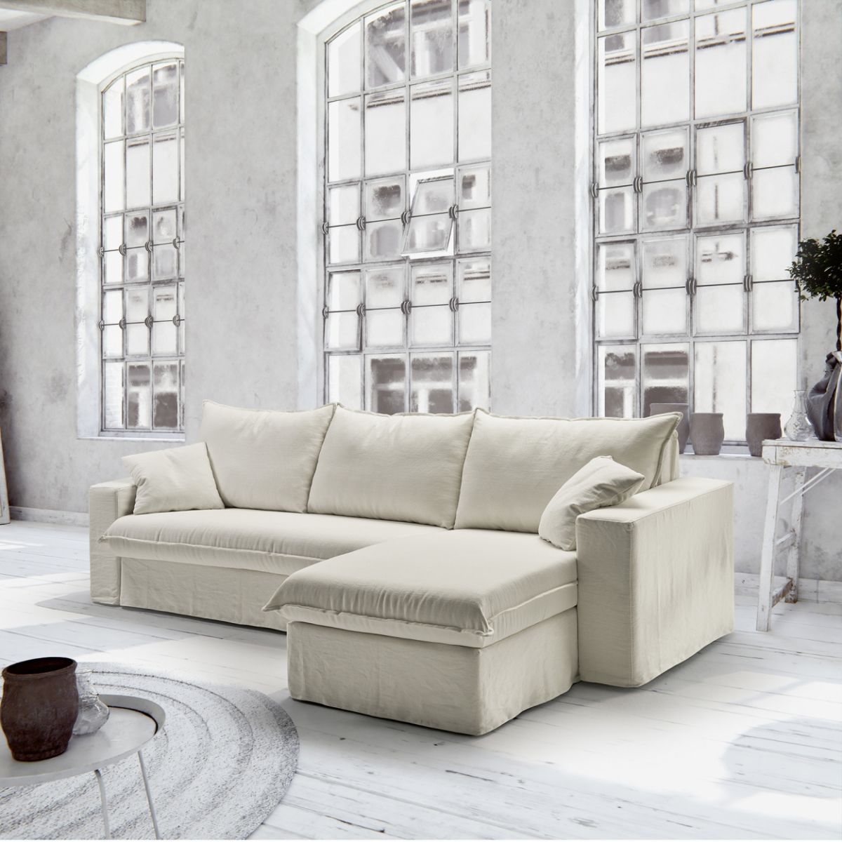 Divano d'angolo - Nadir - Mopal Tapizados S.L. - letto / moderno / bianco