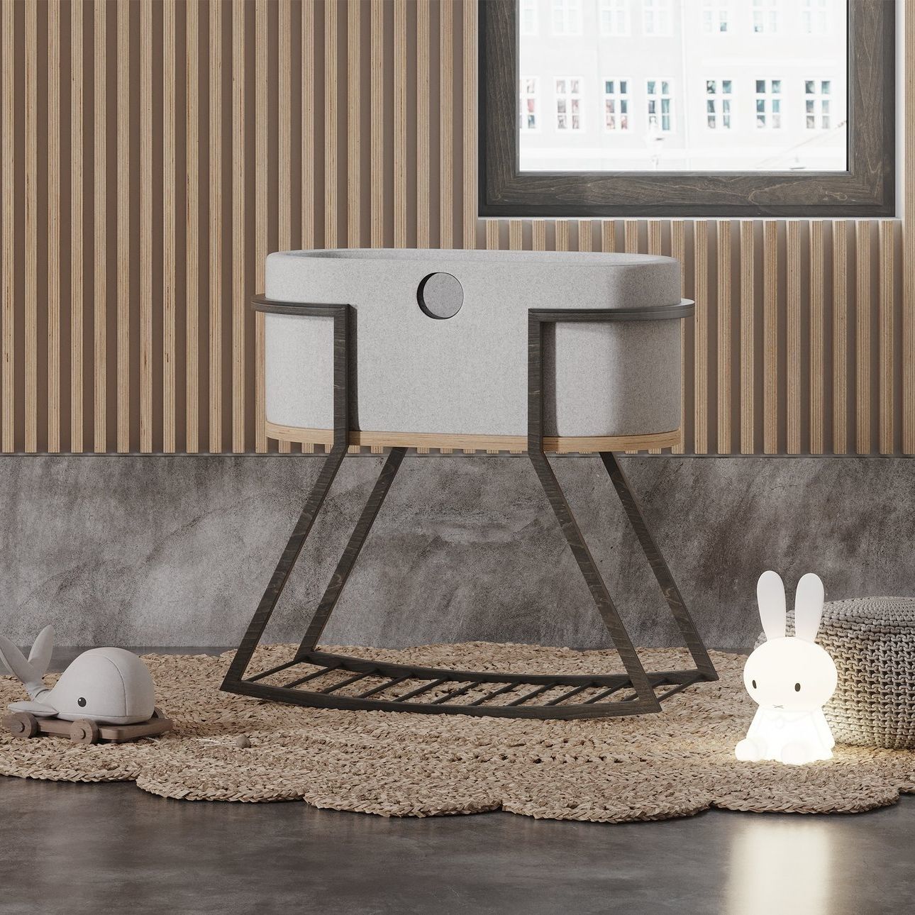 Culla a bascula - FREYJA - Laengsel - in pelle / in betulla / in tessuto