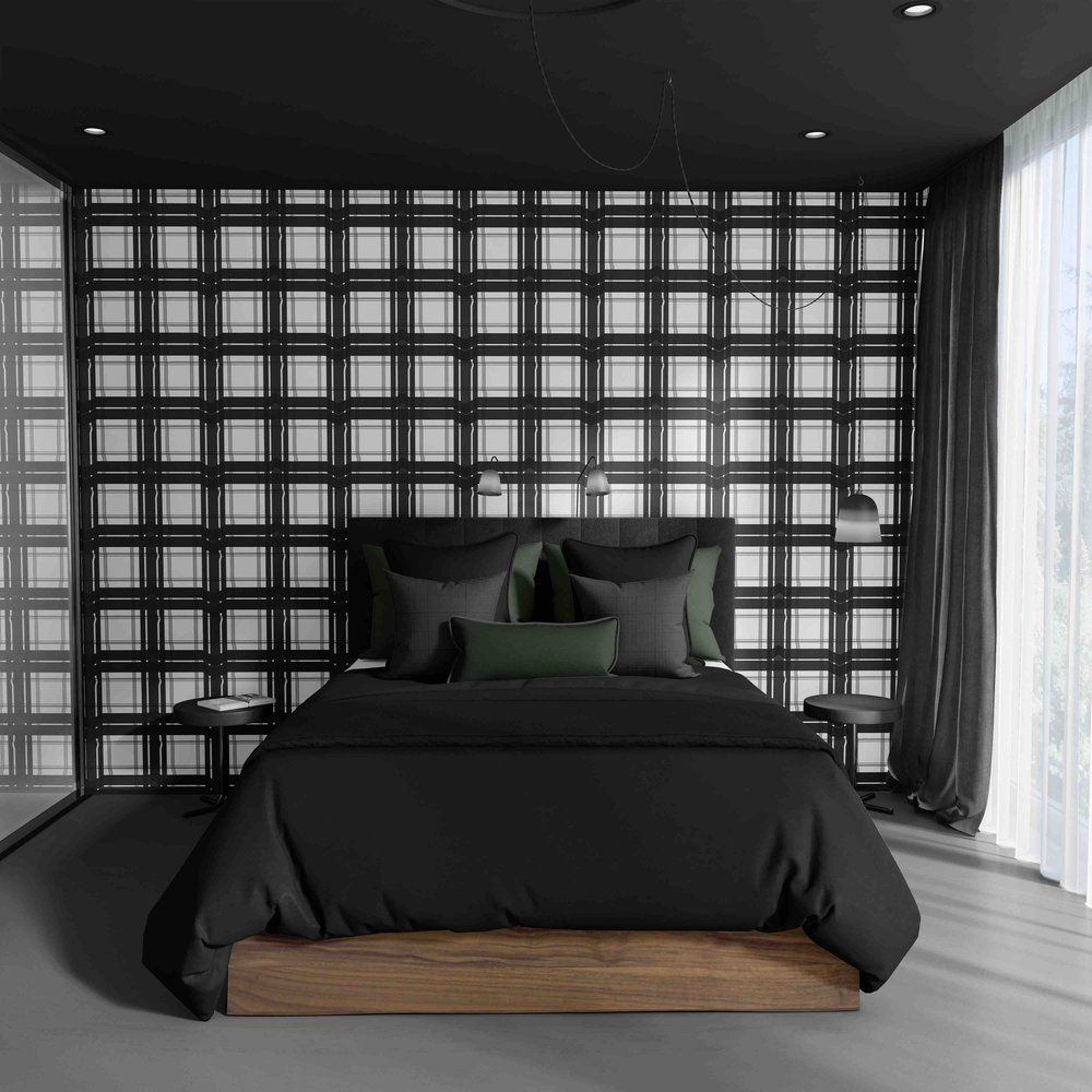 Carta da parati design originale - WARPED PLAID - XAWD - con motivi geometrici / a quadretti ...