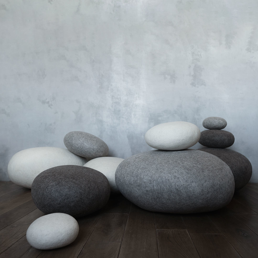 Pouf contemporaneo - SOLID ROCKS - Katsu Stones - in lana / tondo ...