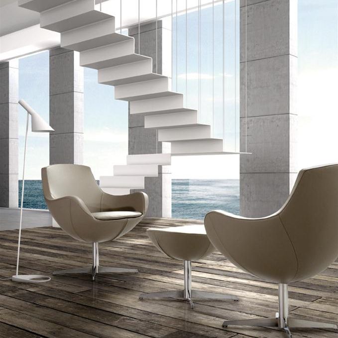 Poltrona contemporanea - ROSETTA - GRASSOLER - in pelle / in metallo / con poggiapiedi