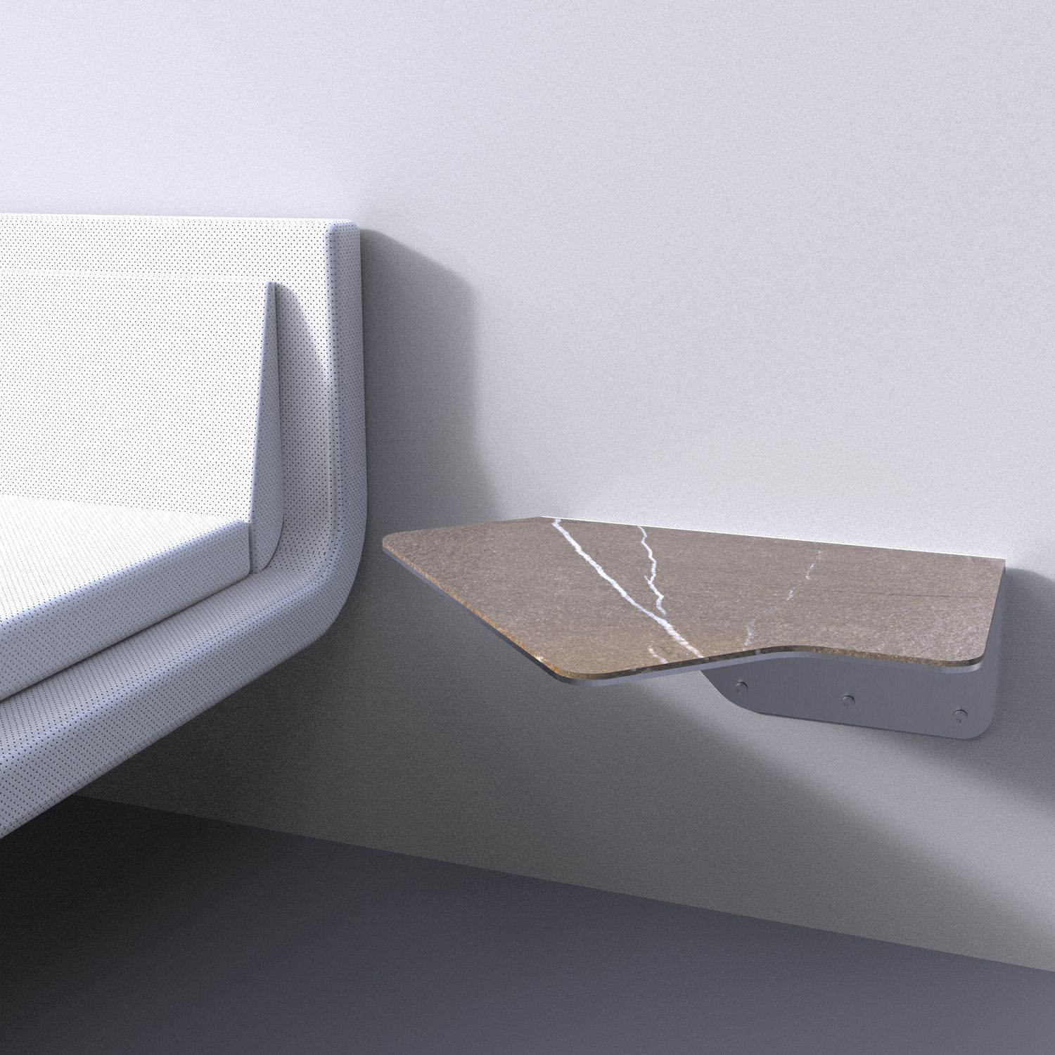 Comodino design originale - ASIDE 1 NT - INSILVIS - in acciaio inossidabile / in pietra / in ...