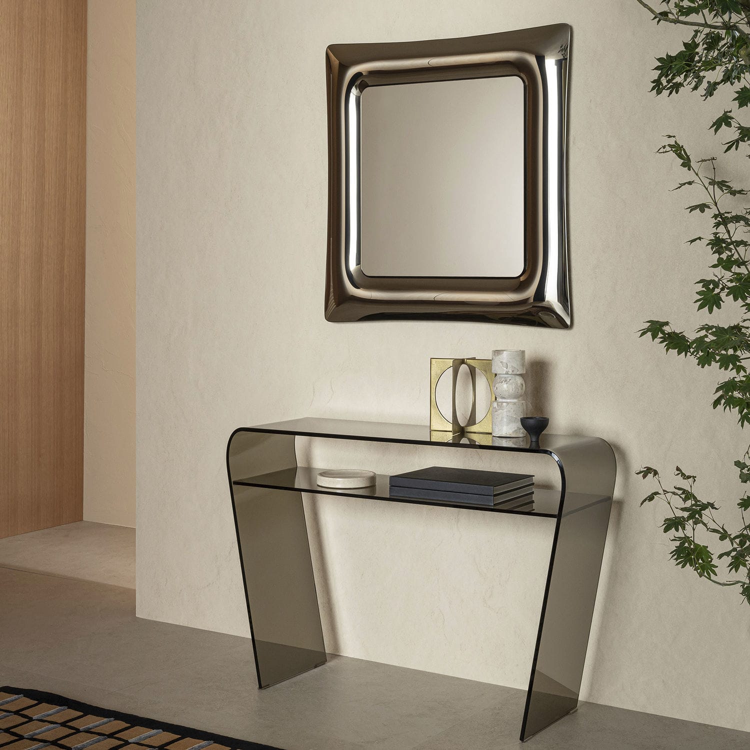 Consolle contemporanea - SAPHIRIA - Riflessi - in vetro fumè / in vetro ...