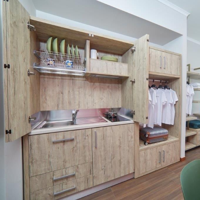 Mini cucina compatta - MOBILSPAZIO S.r.l - in legno / con piastra di ...
