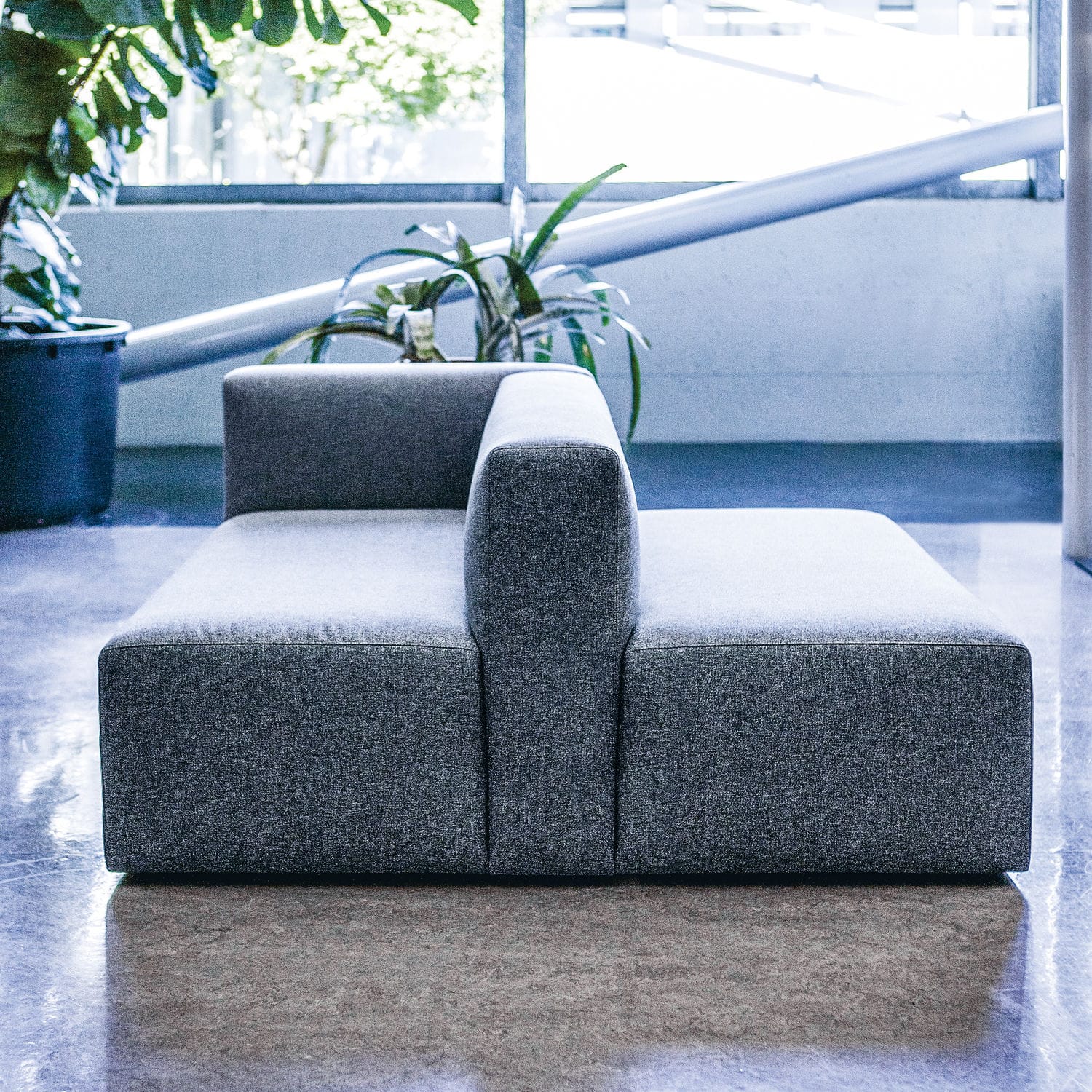 Divano modulare - LINK - Fantoni - grigio / in tessuto / in ecopelle