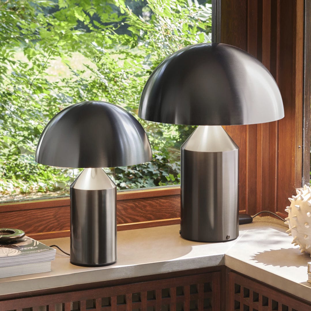 Lampada da tavolo - ATOLLO - Oluce - in alluminio / in nichel / in raso