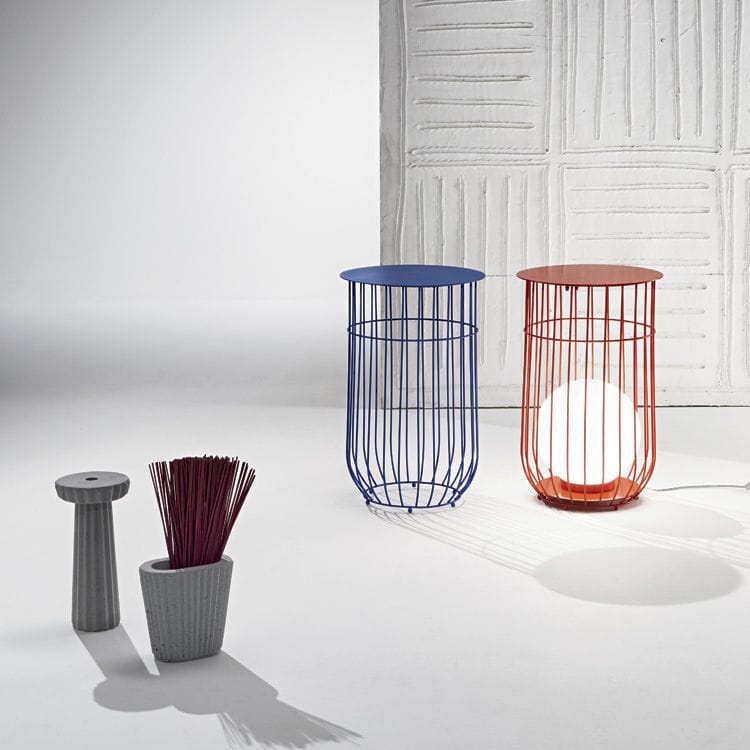 Tavolino basso moderno - CYLINDER - Siru Lighting - in acciaio / in ferro / in filo metallico