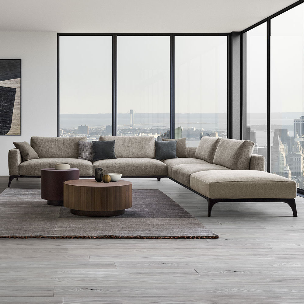 Divano modulare - Milano - Bodema - grigio / marrone / in tessuto