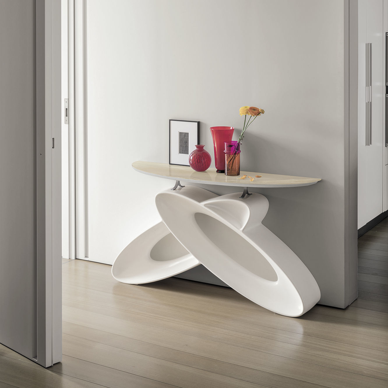 Consolle contemporanea - ECLIPSE - Target Point - in vetro temprato / in gres porcellanato / con ...