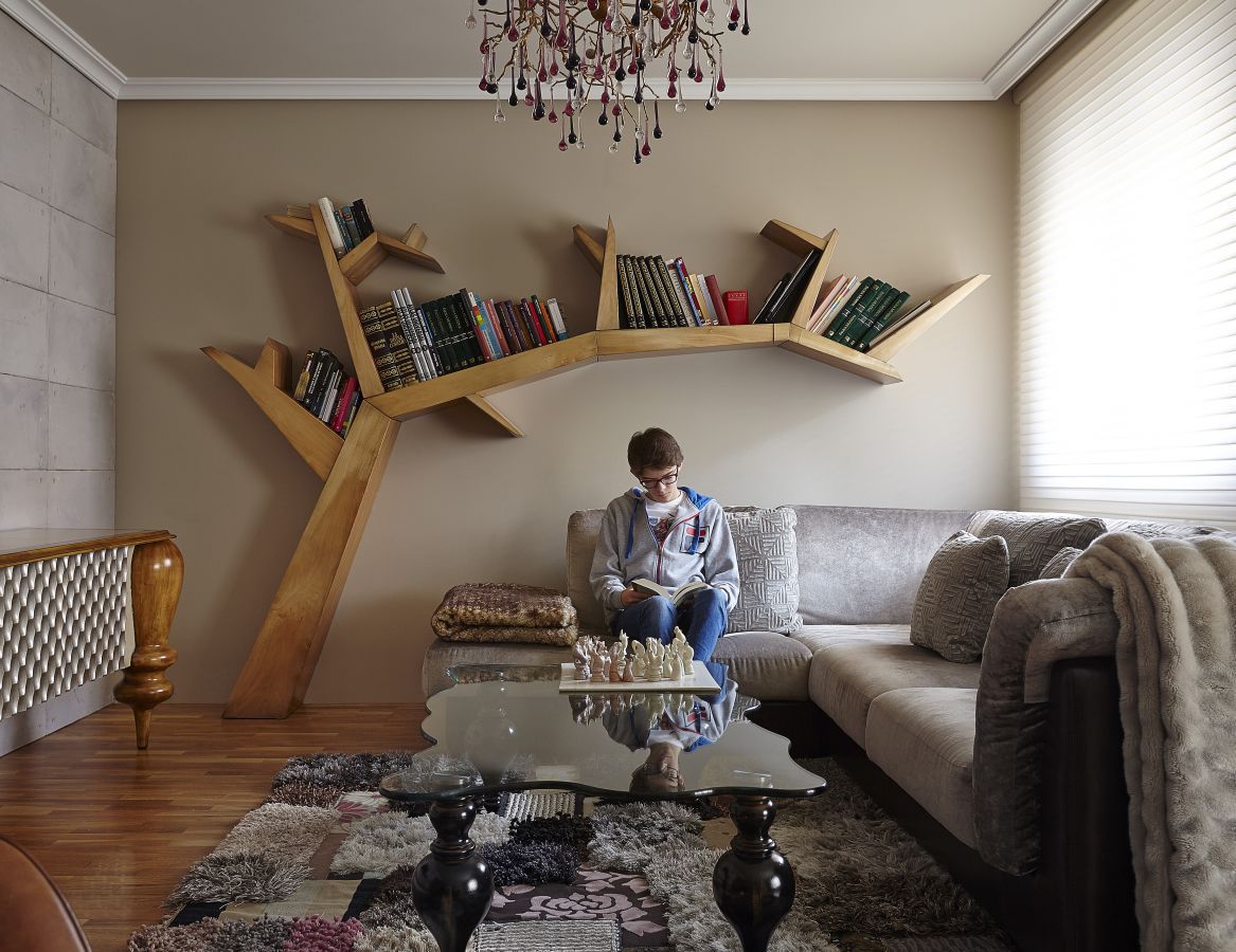 Libreria a muro / design originale / in legno / su misura - TREE: 0078 ...