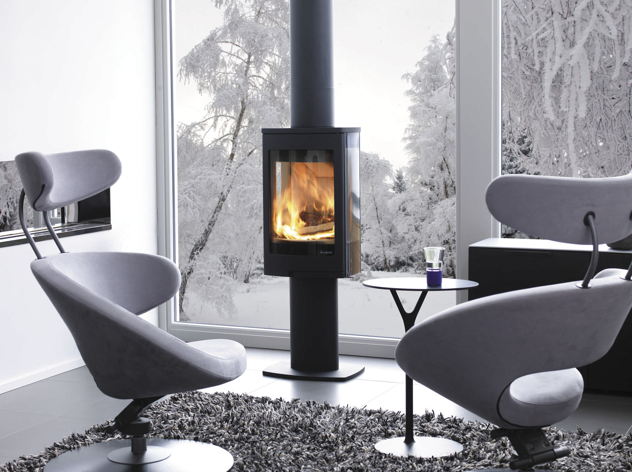 Stufa a legna - DUO 1 - Nordpeis - contemporanea / in metallo / nera