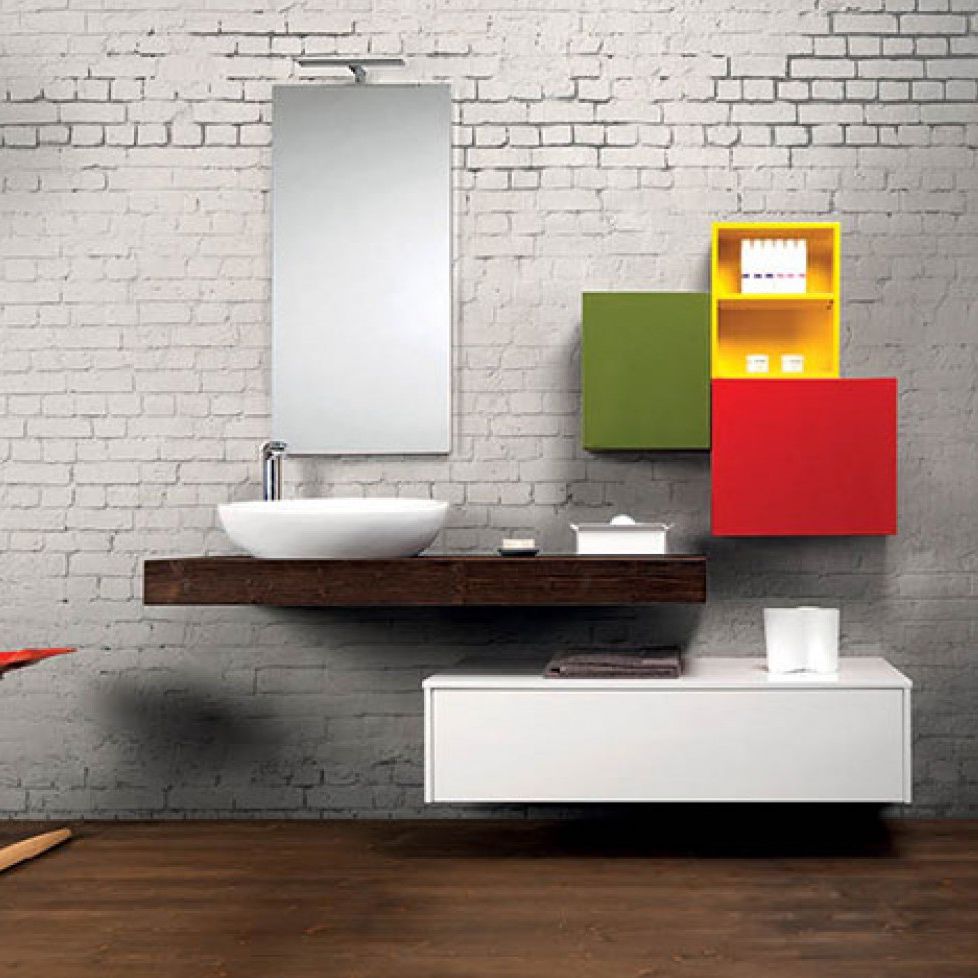 Mobile basso da bagno - V51 - MOBILTESINO - da parete