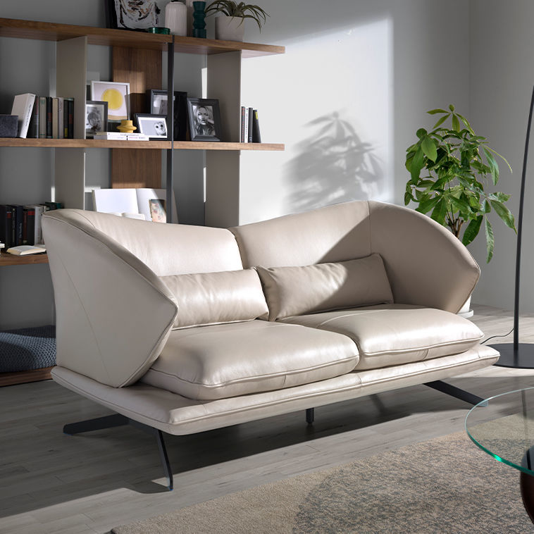 Divano contemporaneo - 6145 - Angel Cerdá - in pelle / grigio / color talpa