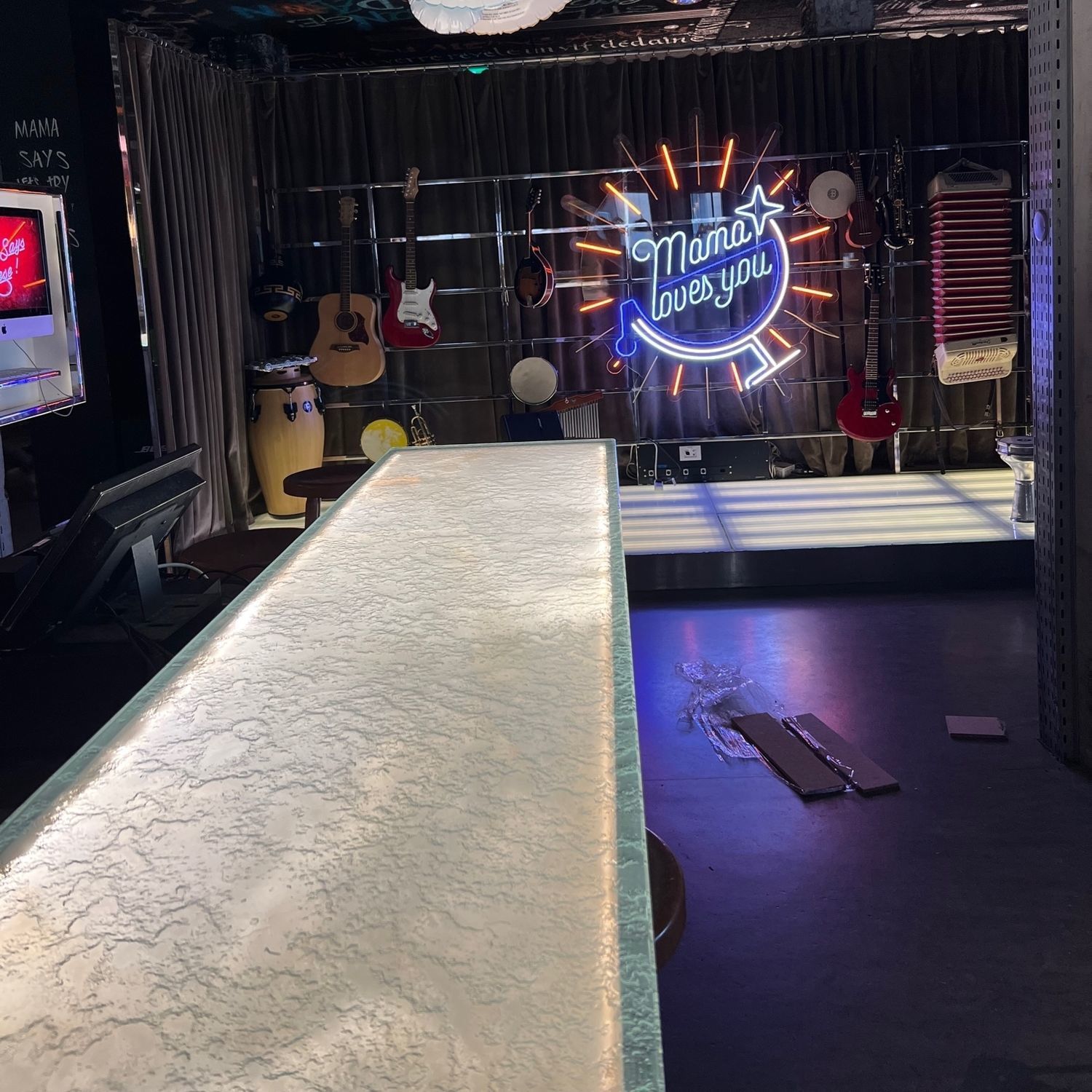 Bancone da bar - ThinkGlass - da cucina / in vetro / in legno
