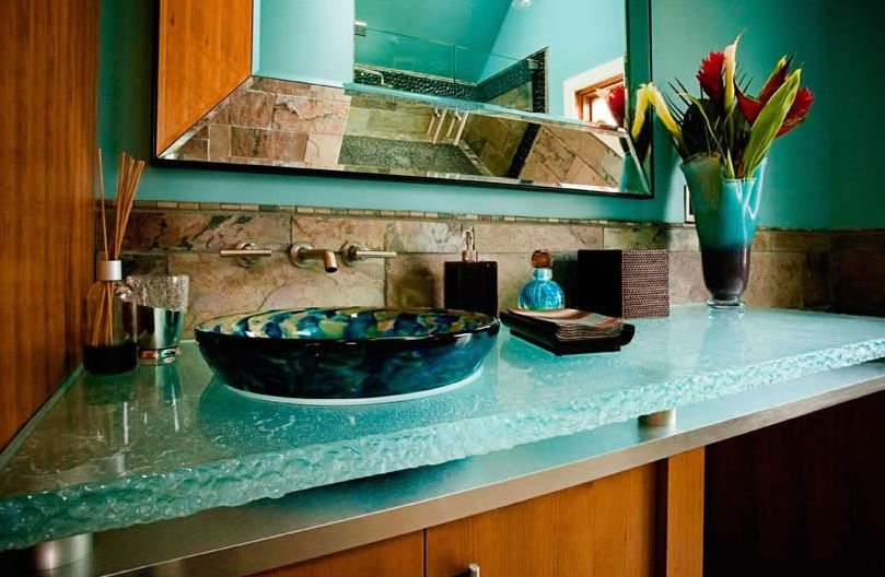 Piano lavabo in vetro - POOLSIDE POWDER ROOM - ThinkGlass