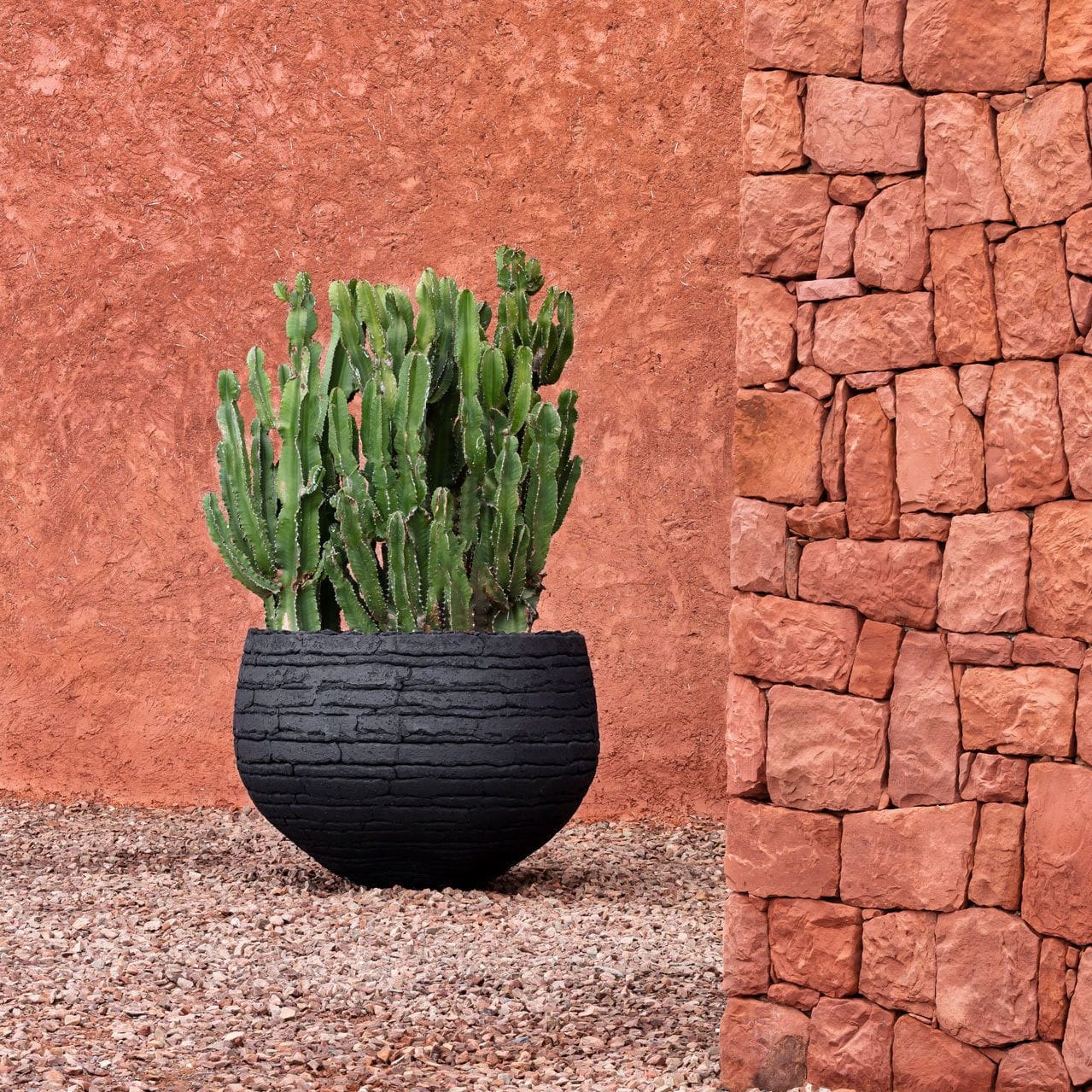 Fioriera in terracotta - VIENNA - DOMANI - rotonda / contemporanea / nera