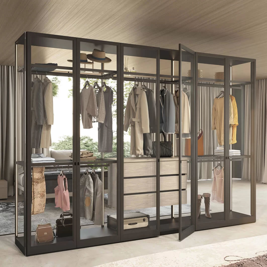 Armadio contemporaneo - Scena - Presotto - in vetro / con ante battenti