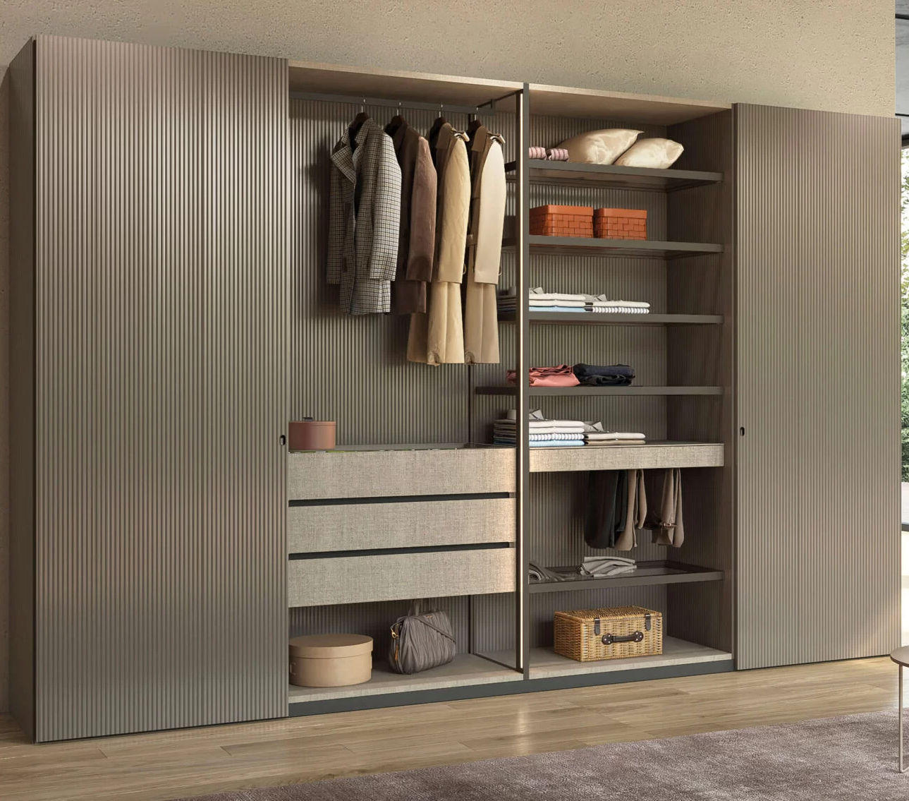 Armadio contemporaneo - KabinArmadio® - Presotto - in vetro / in melaminico / con ante a libro