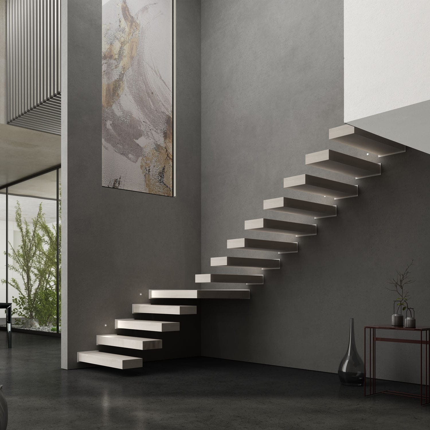 Scala dritta - CANTILEVER - RINTAL - a L / a U / con gradini in legno