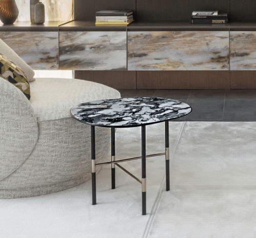 Tavolino basso contemporaneo - JUPITER - SICIS - in legno laccato / in marmo / con supporto in ...